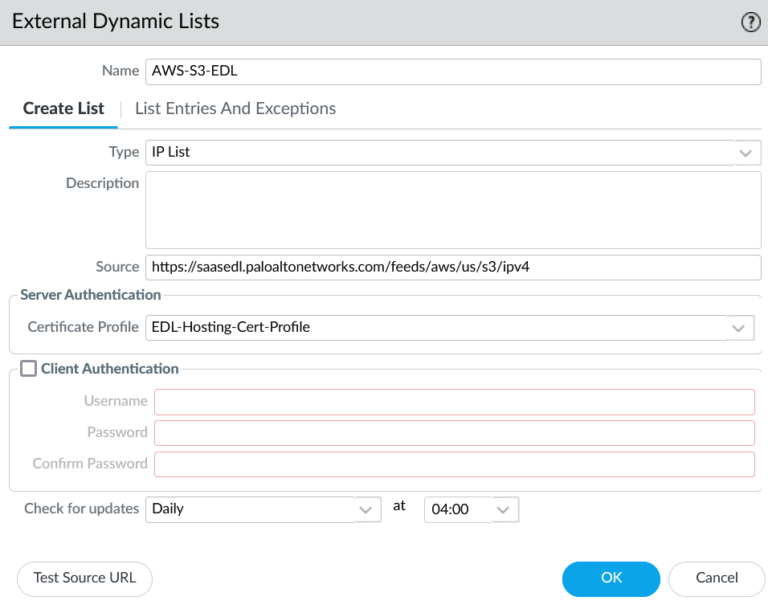 Palo Alto Networks External Dynamic Lists - PacketPassers